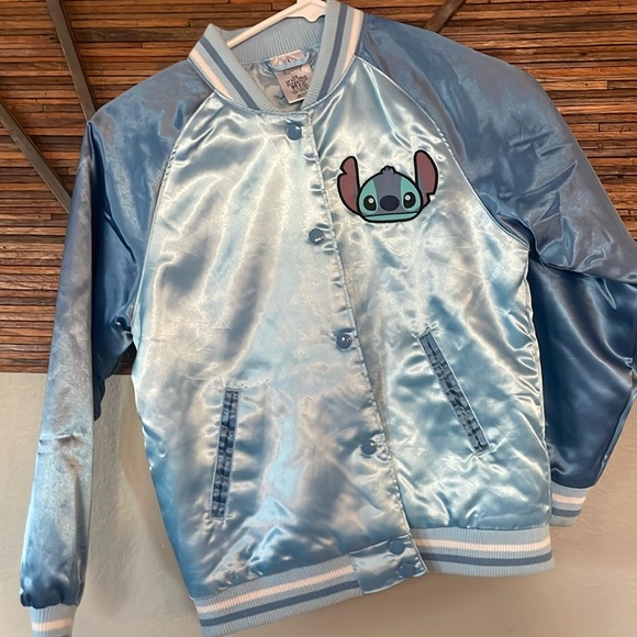 Disney | Jackets & Coats | Disney Lilo And Stitch Silk Bomber Jacket ...